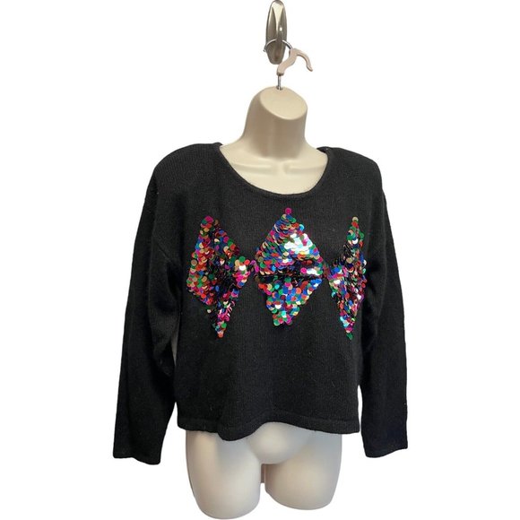 HeBeGeBe | Sweaters | Vintage 8s He Be Ge Be Silk Angora Cropped Sweater Sequin Diamonds L Nwt ...